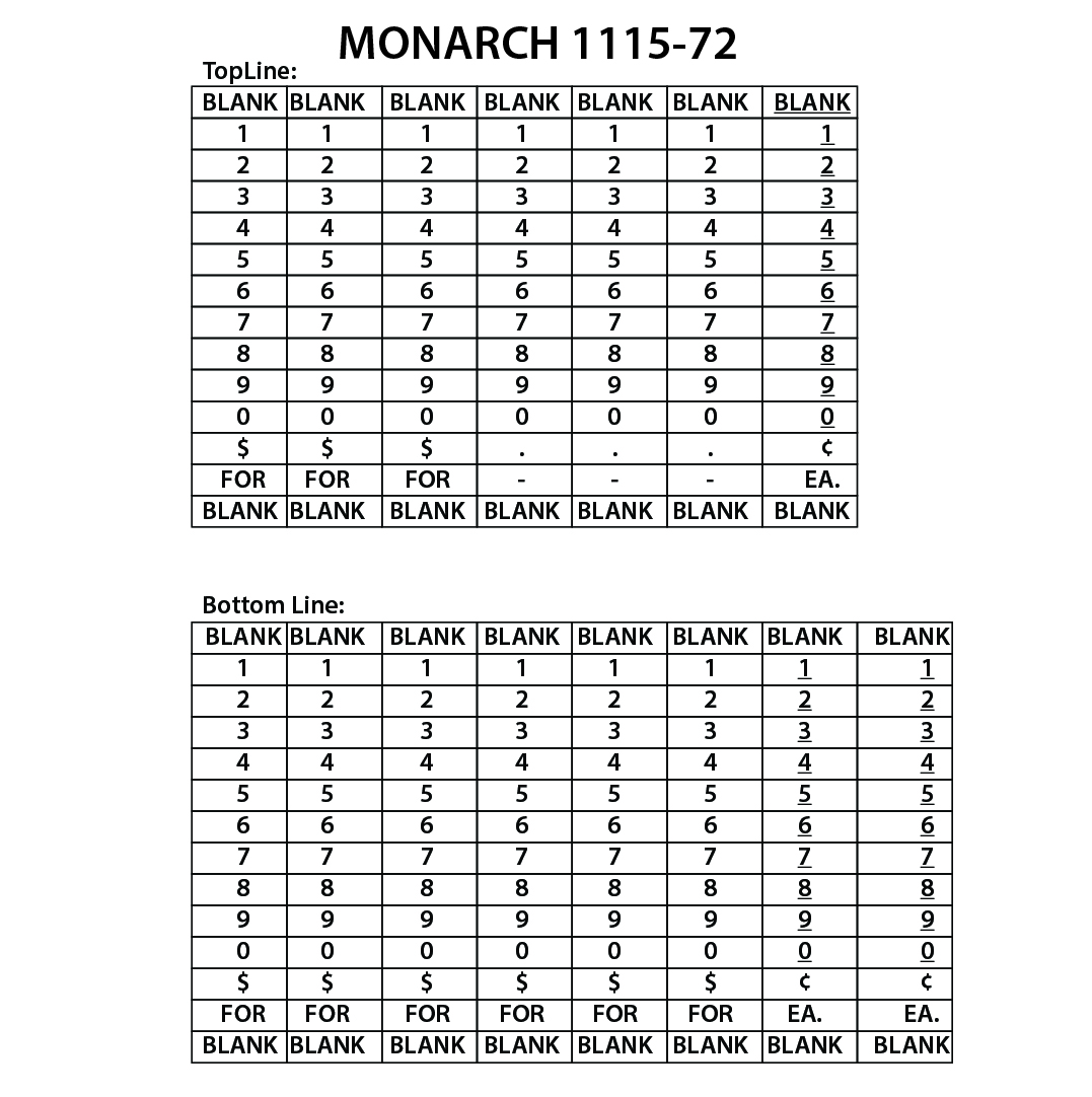 Monarch 1115-72 Label Price Gun