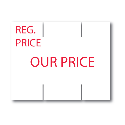 Red Print on White "REG. PRICE OUR PRICE" Pricing Labels to fit Monarch ...