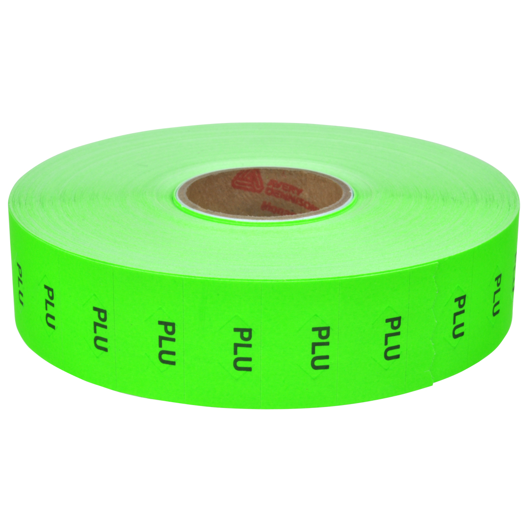 Black Ink on Fluorescent Green "PLU" Pricing Labels to fit Monarch 1131 ...