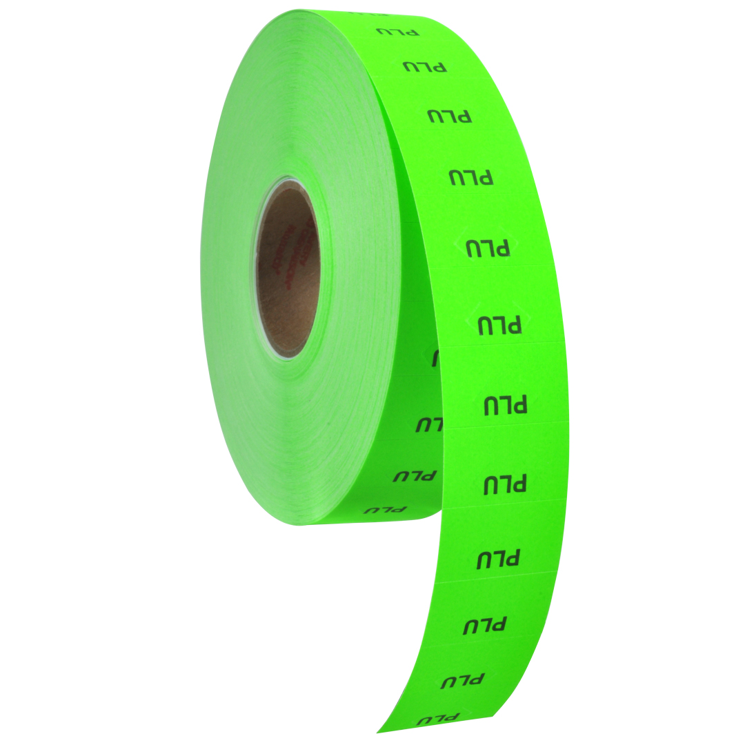 Black Ink on Fluorescent Green "PLU" Pricing Labels to fit Monarch 1131 ...