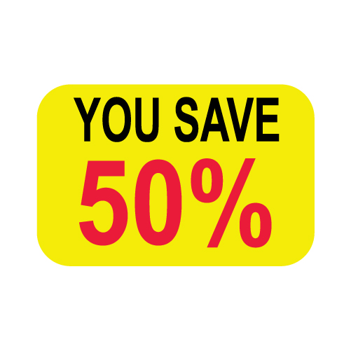 YOU SAVE 50% Labels