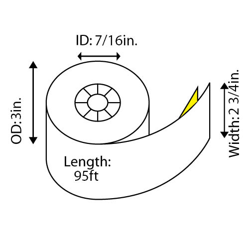 2 Ply Carbonless Receipt Rolls (White and Canary, Requires Ribbon ...
