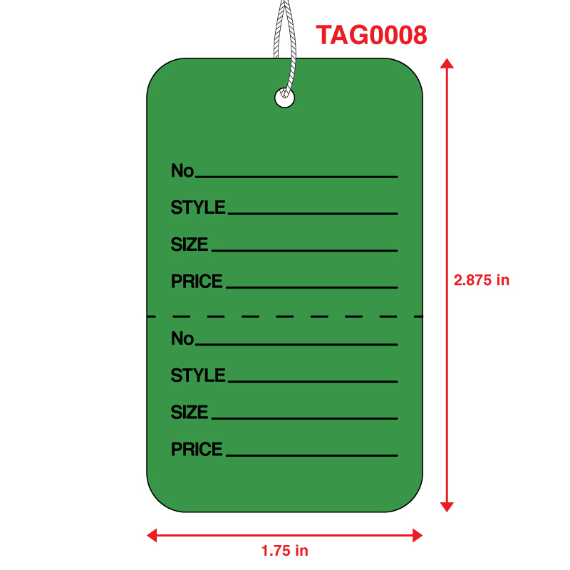 Large Green Coupon Merchandise Tag With String and Perforation