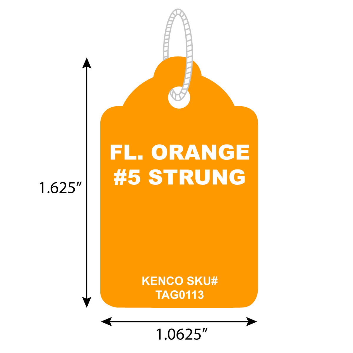 Fluorescent Orange #5 Merchandise Tag With String