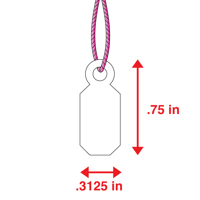 Small White Jewelry Merchandise Tag (With Magenta String)