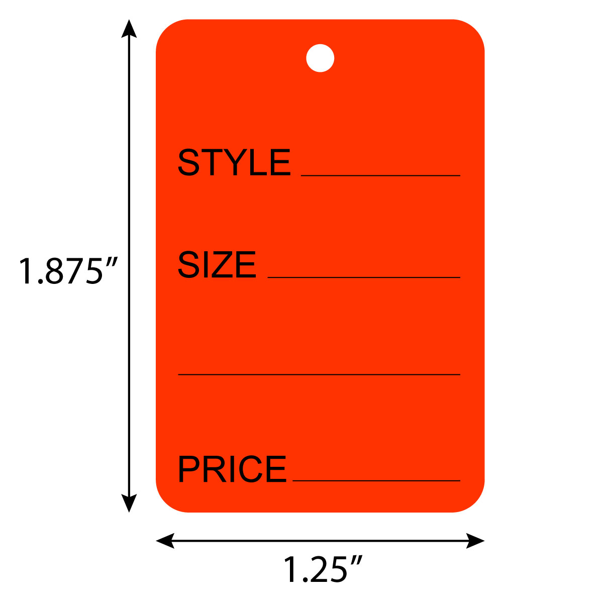 Small Fluorescent Red Unstrung Coupon Merchandise Tag